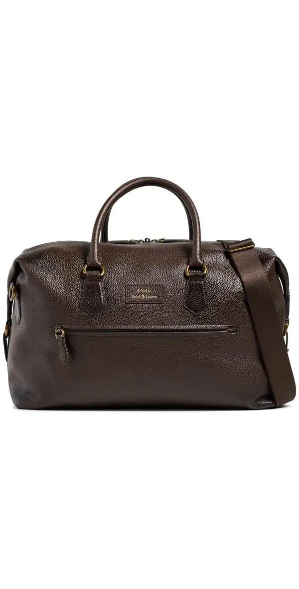 Polo Ralph Lauren Pebbled Leather Duffle Bag - Dark Brown