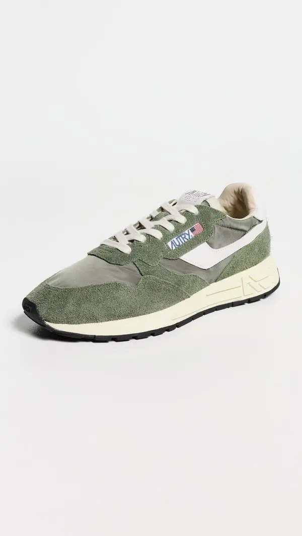 AUTRY Reelwind Low Nylon Suede Sneakers - Nylon/crack Wht/sage