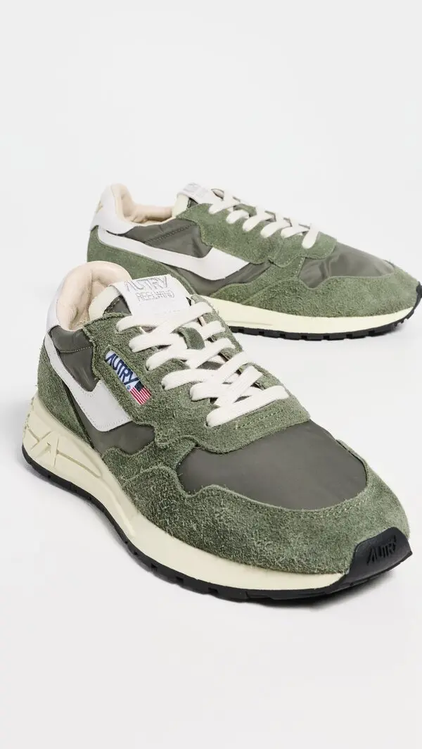 AUTRY Reelwind Low Nylon Suede Sneakers - Nylon/crack Wht/sage