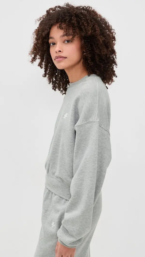Eterne Cropped Crewneck Sweatshirt - Heather Grey