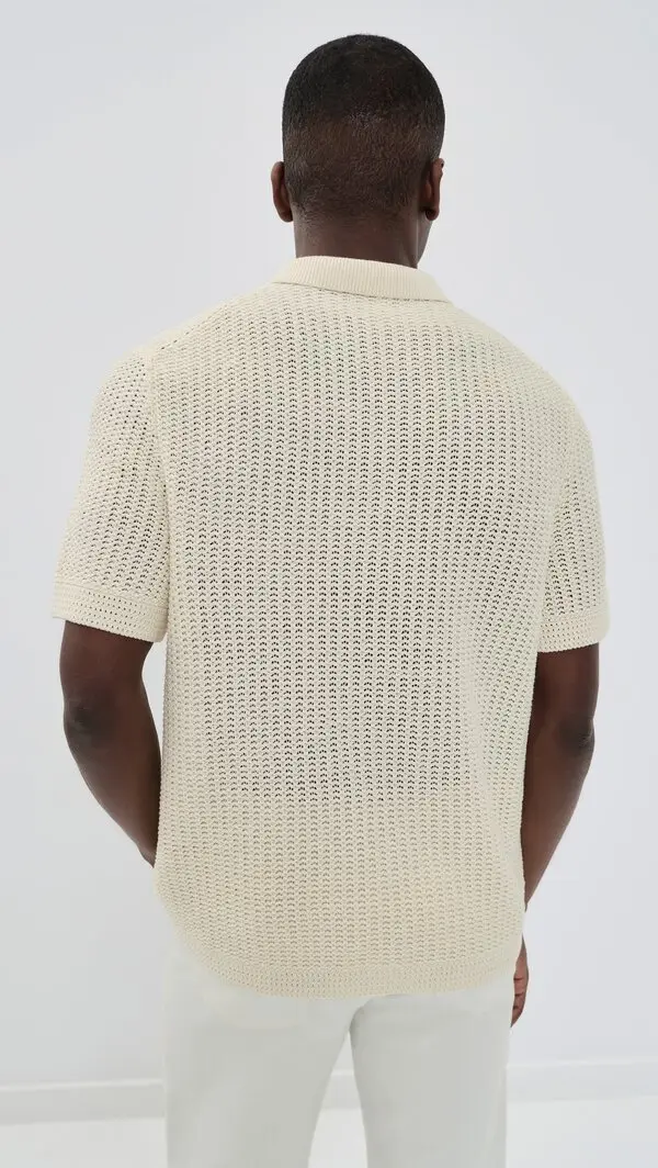Vince Crochet Short Sleeve Button Down Shirt