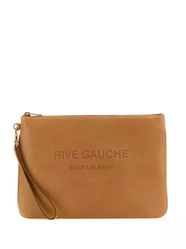 Saint Laurent Rive Gauche Zipped Clutch - Brown
