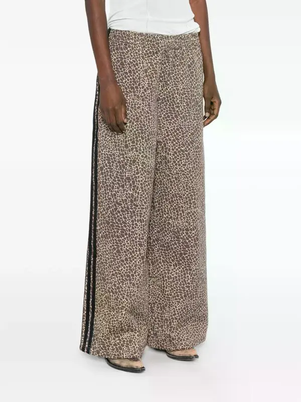 Adidas Wide Leg Track Pants With Leopard Print
