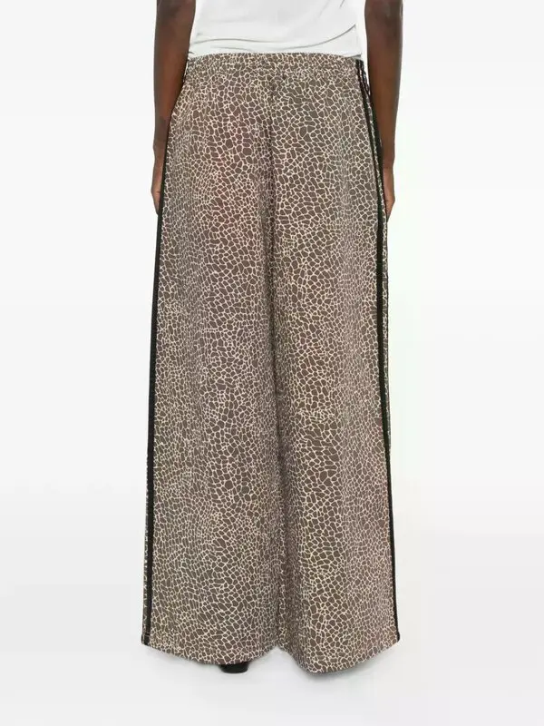 Adidas Wide Leg Track Pants With Leopard Print