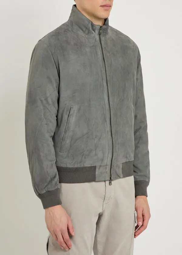 Polo Ralph Lauren Suede Bomber Jacket - Dark Grey