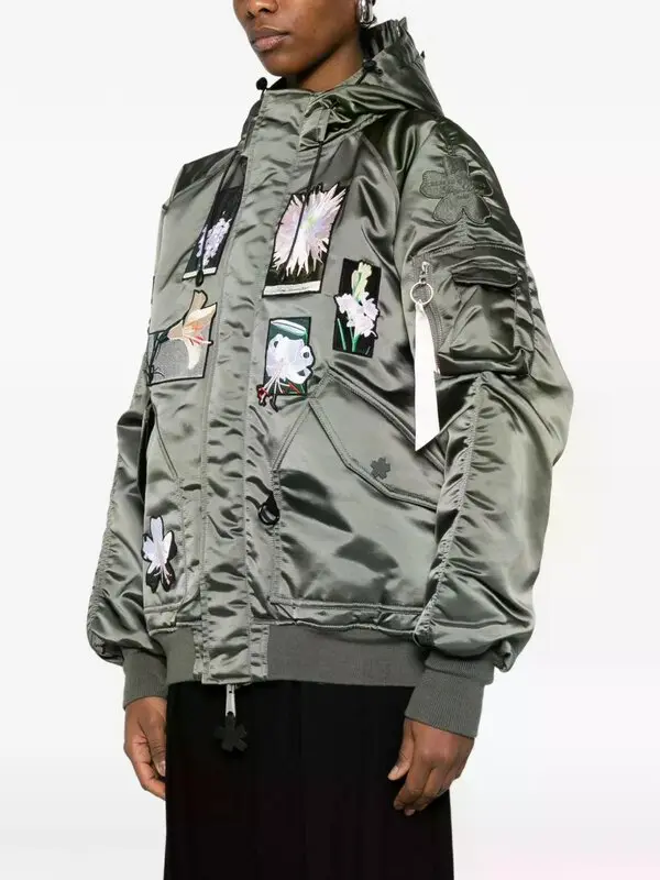 Cecilie Bahnsen Alpha Flower-patch Bomber Jacket - Green