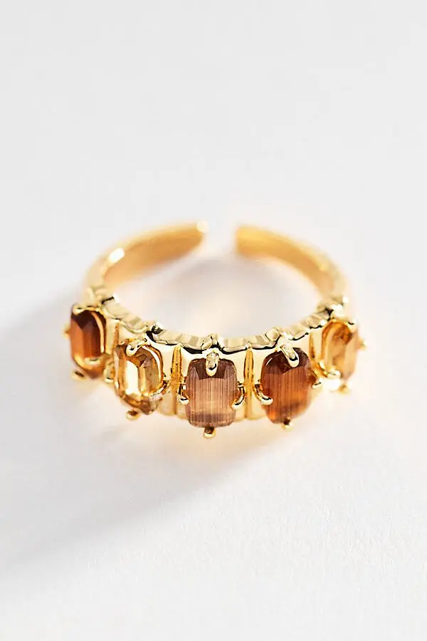 Anthropologie Crystal Baguette Ring - Brown