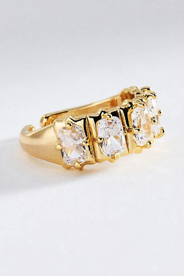 Anthropologie Crystal Baguette Ring - Gold