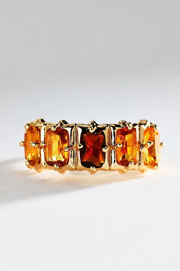 Anthropologie Crystal Baguette Ring - Honey