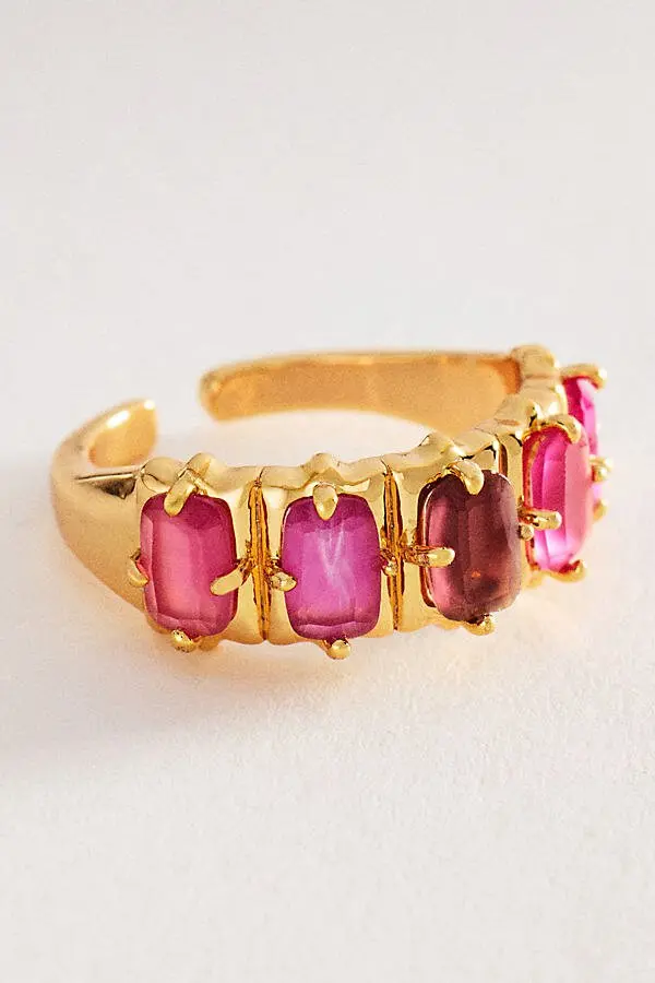 Anthropologie Crystal Baguette Ring - Raspberry