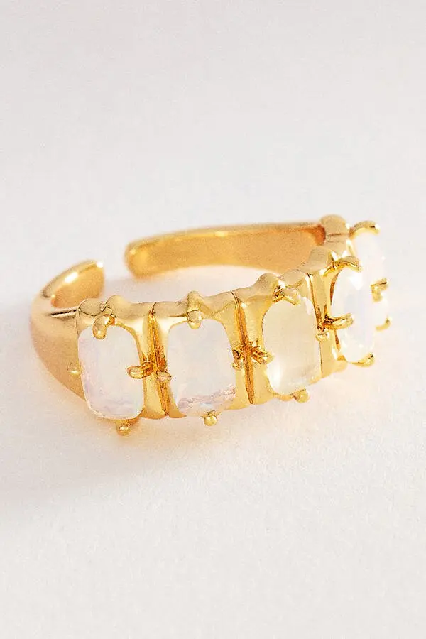 Anthropologie Crystal Baguette Ring - White