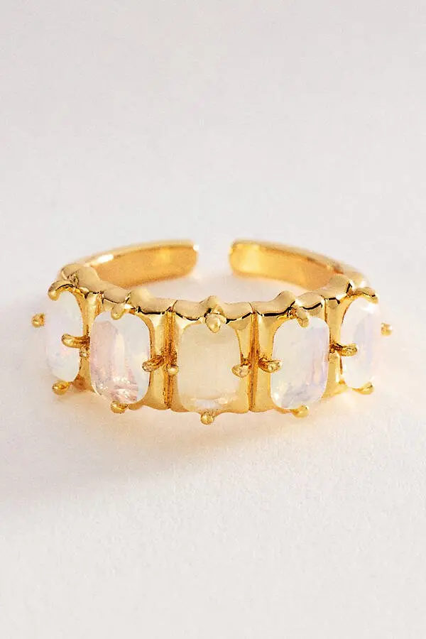 Anthropologie Crystal Baguette Ring - White