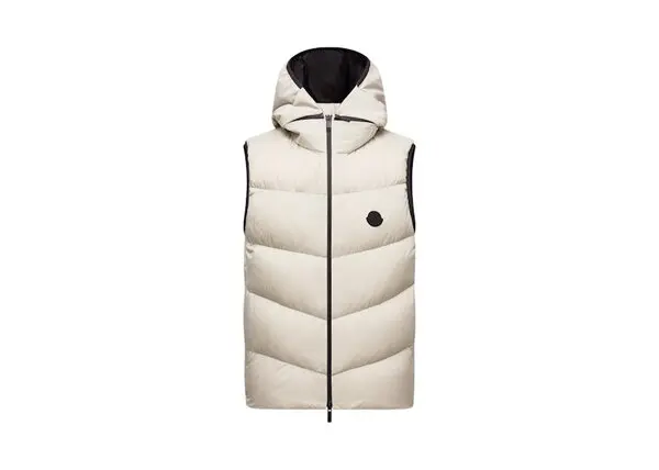 Moncler Guersac Hooded Diagonal-quilted Gilet With Detachable Hood - Light Grey