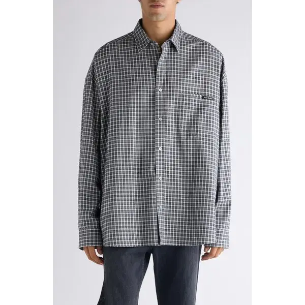 Acne Studios Soffia Relaxed Fit Check Flannel Button-up Shirt