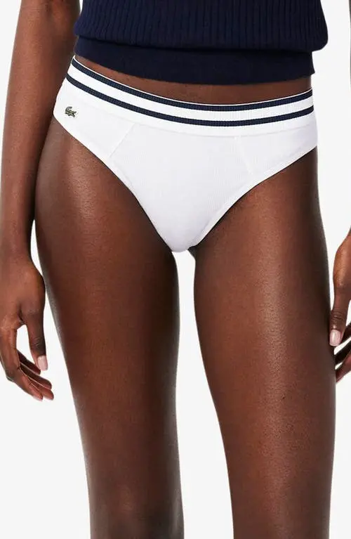 Lacoste Cotton Blend Rib Thong - White