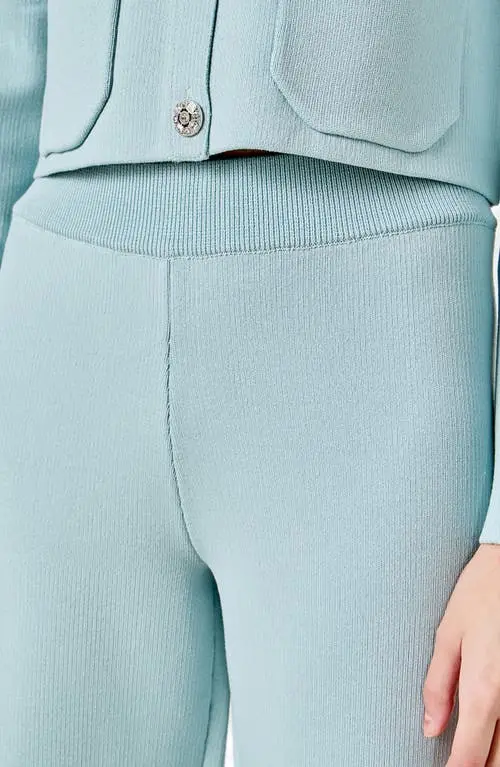 Endless Rose Relaxed Fit Wide Leg Sweater Pants - Powder Blue