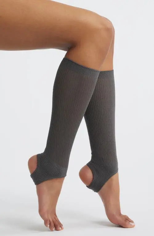 HIGH HEEL JUNGLE Show Pony Cotton Blend Rib Stirrup Socks - Dark Grey