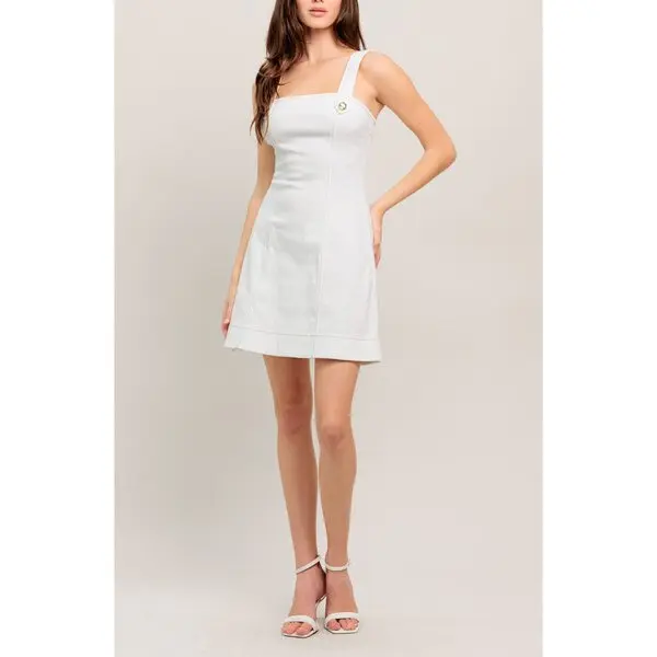 FLYING TOMATO Sleeveless Denim Mini Dress - White