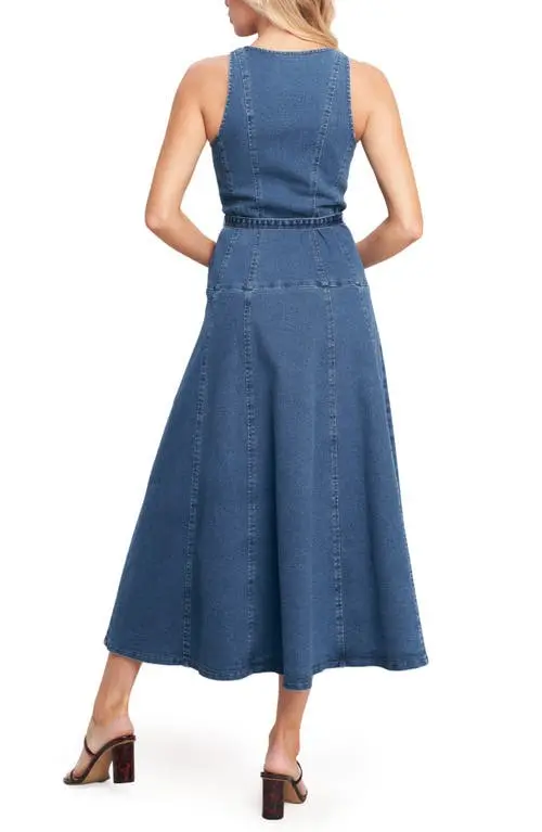 FLYING TOMATO Belted Denim Midi Dress