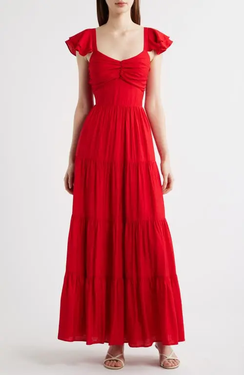 FLYING TOMATO Tiered Maxi Dress - Red