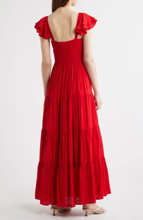FLYING TOMATO Tiered Ruffle Maxi Dress - Red