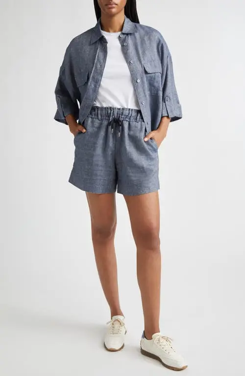 Eleventy Linen-blend Chambray Bermuda Shorts