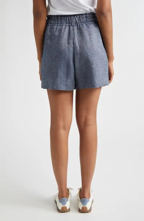 Eleventy Linen-blend Chambray Bermuda Shorts