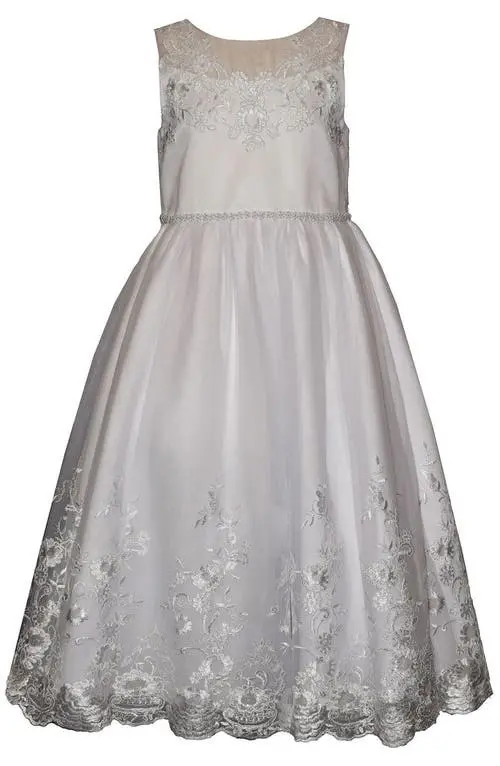 IRIS & IVY Sleeveless Embroidered Communion Dress