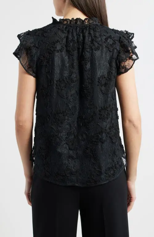 Anne Klein Ruffle Sleeve Lace Top
