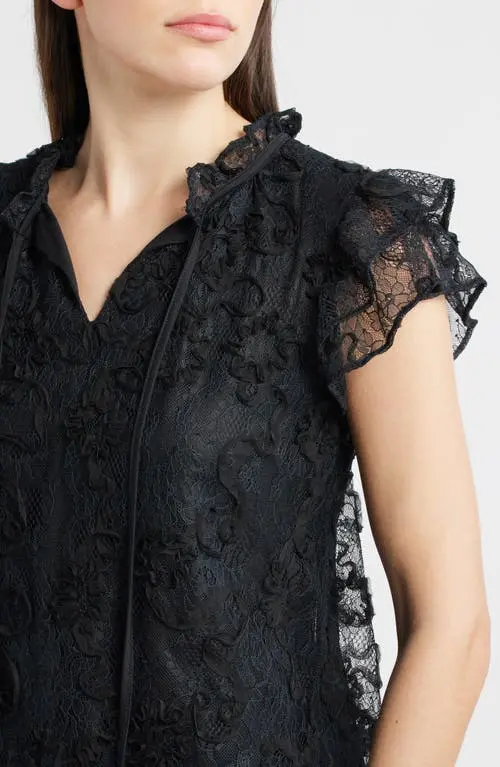 Anne Klein Ruffle Sleeve Lace Top