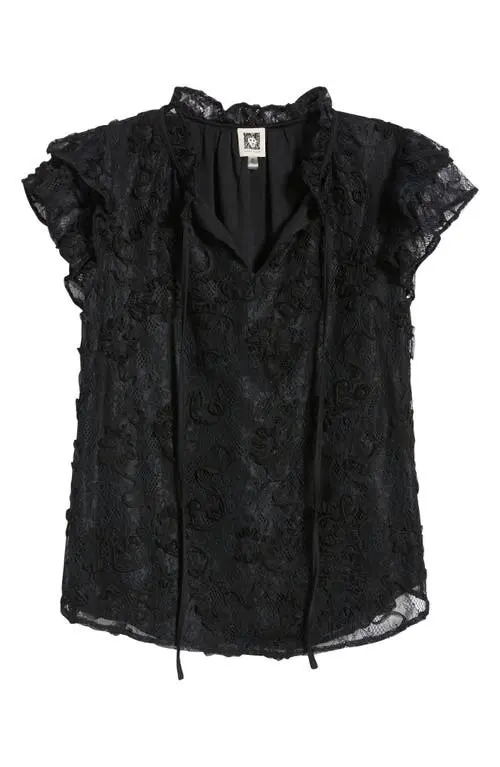 Anne Klein Ruffle Sleeve Lace Top