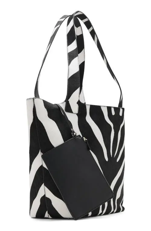 Mango Zebra Stripe Calf Hair And Leather Tote Bag
