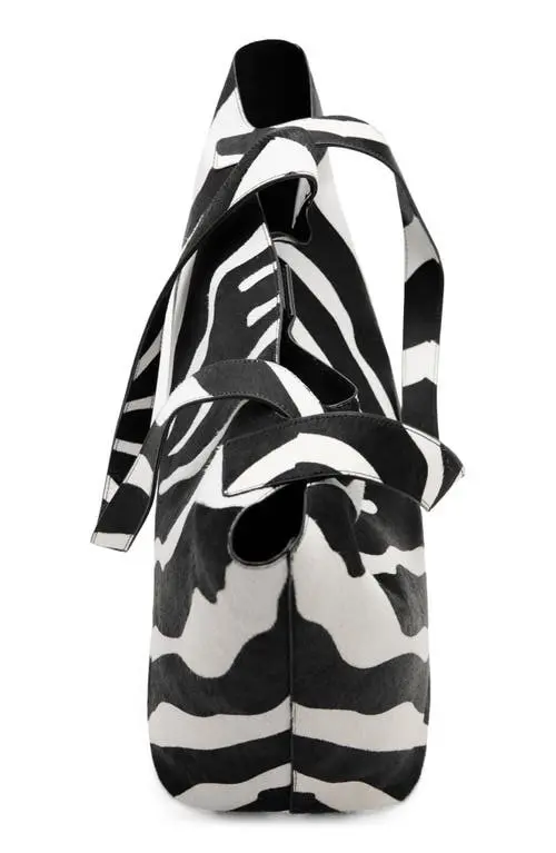 Mango Zebra Stripe Calf Hair And Leather Tote Bag