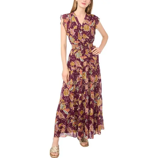 Vince Camuto Foil Tiered Maxi Dress