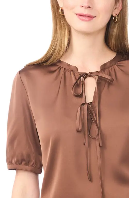 Vince Camuto Tie-front Satin Top - Cocoa