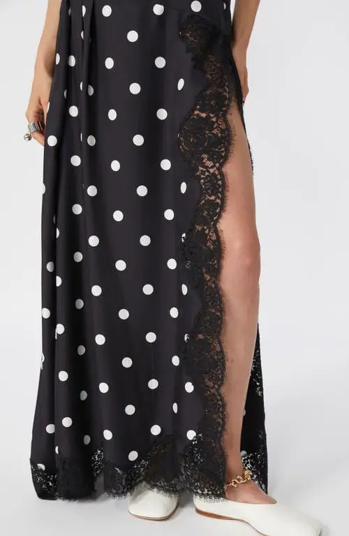 Sportmax Capo Polka Dot Lace Trim Silk Slipdress