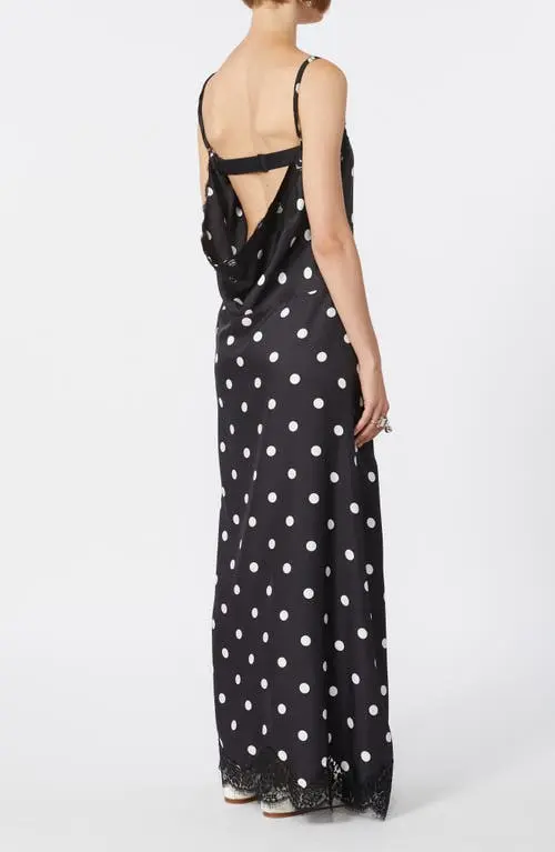 Sportmax Capo Polka Dot Lace Trim Silk Slipdress