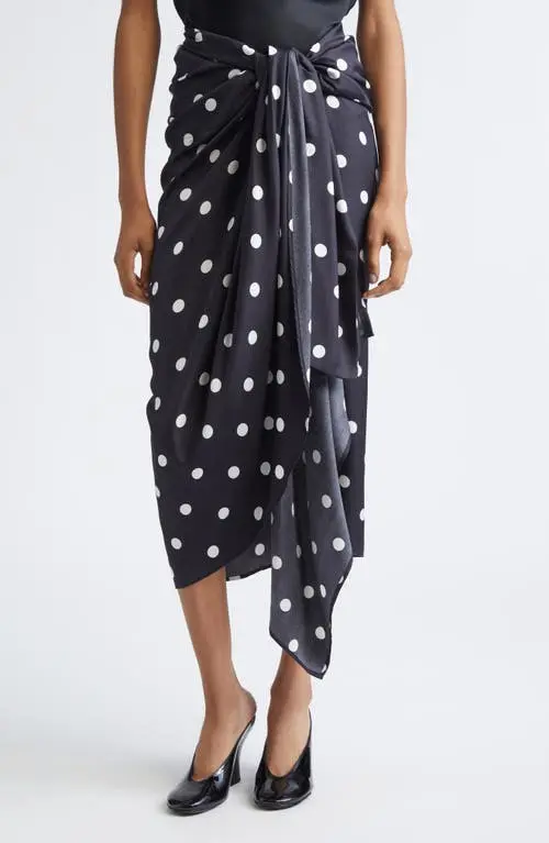 Sportmax Gentile Polka Dot Draped Silk Skirt - Black
