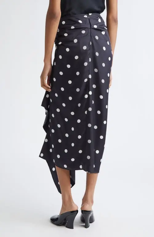 Sportmax Gentile Polka Dot Draped Silk Skirt - Black