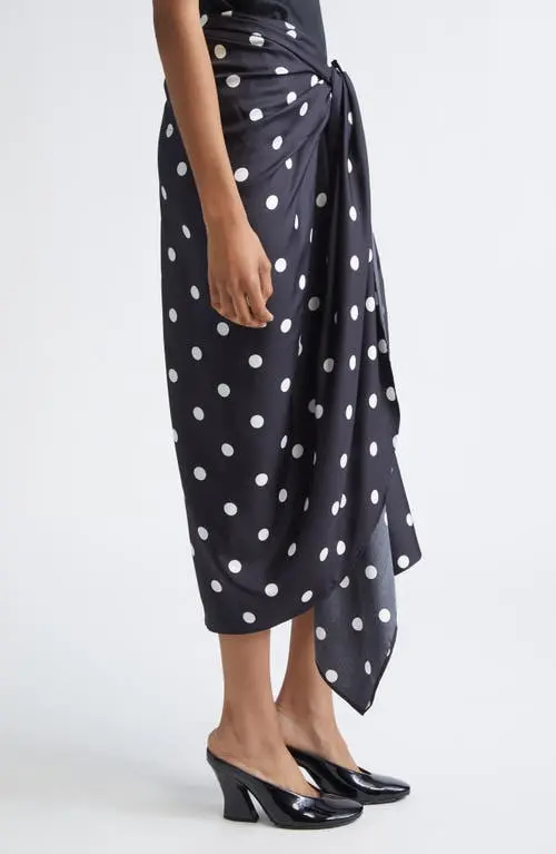 Sportmax Gentile Polka Dot Draped Silk Skirt - Black