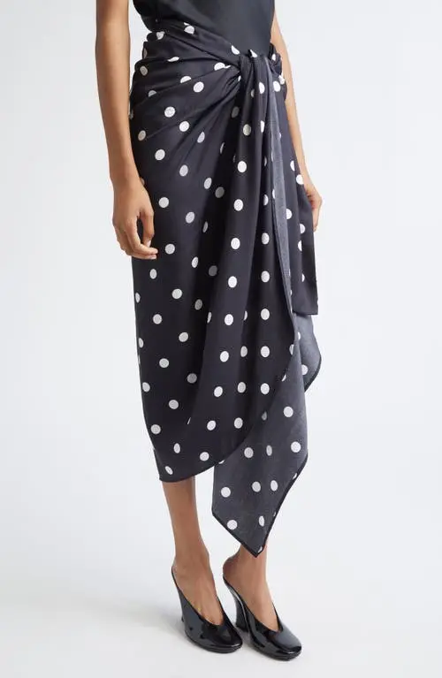 Sportmax Gentile Polka Dot Draped Silk Skirt - Black
