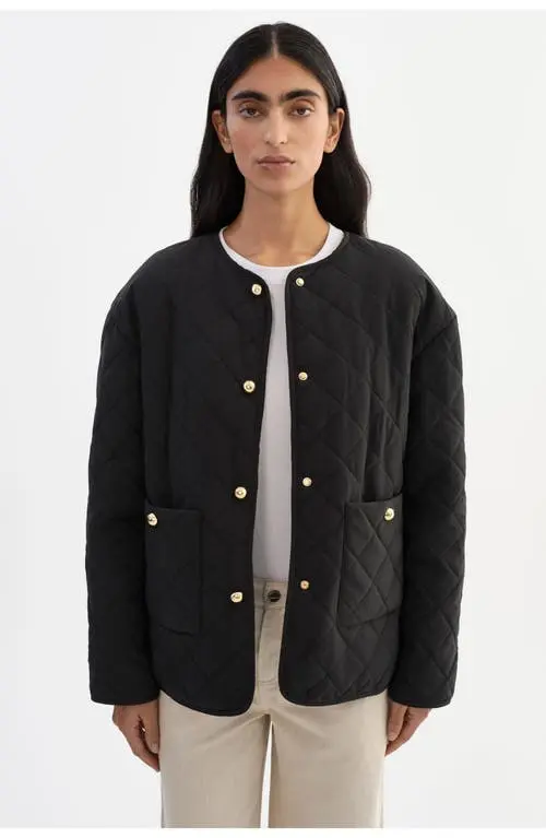 LAMARQUE Hera Quilted Collarless Jacket - Black