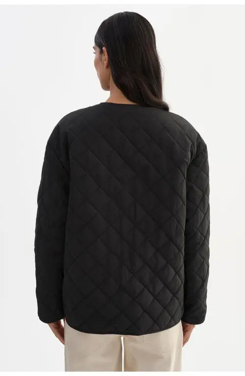 LAMARQUE Hera Quilted Collarless Jacket - Black