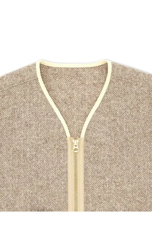 FORTELA Herringbone Wool Jacket - Beige