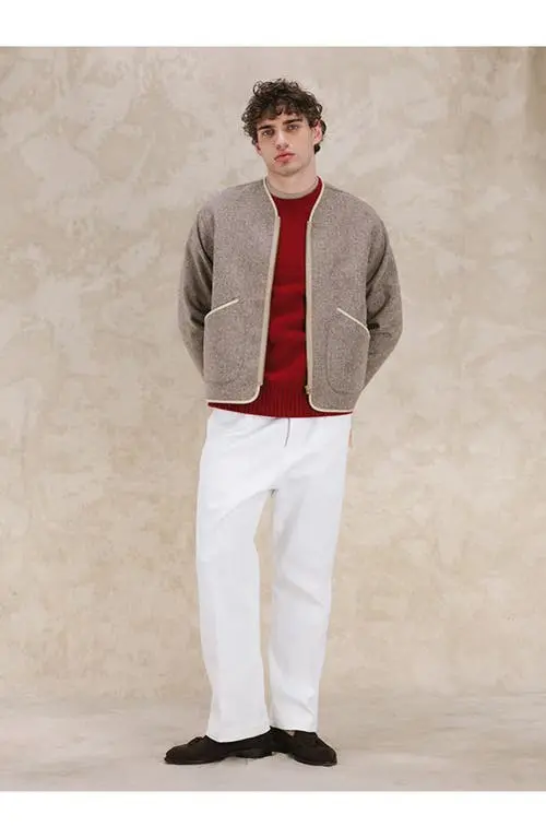 FORTELA Herringbone Wool Jacket - Beige