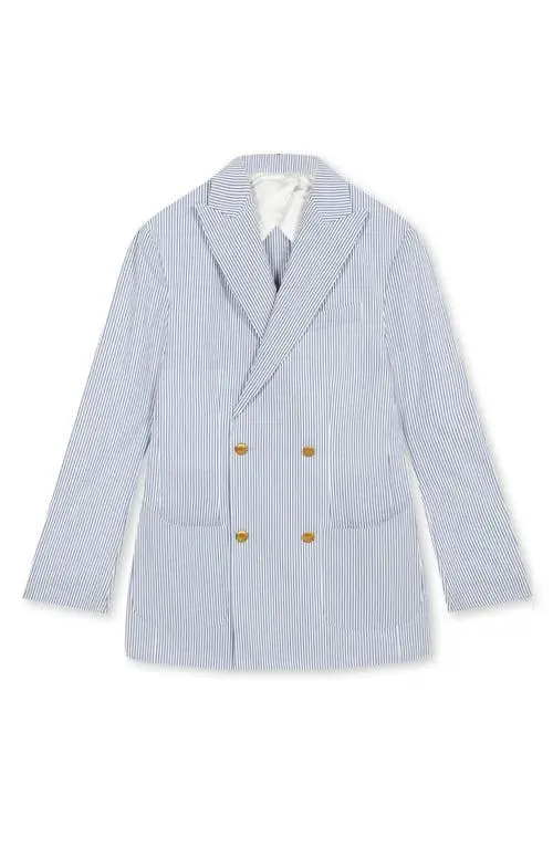 FORTELA Oscar Double Breasted Seersucker Cotton Blazer Jacket