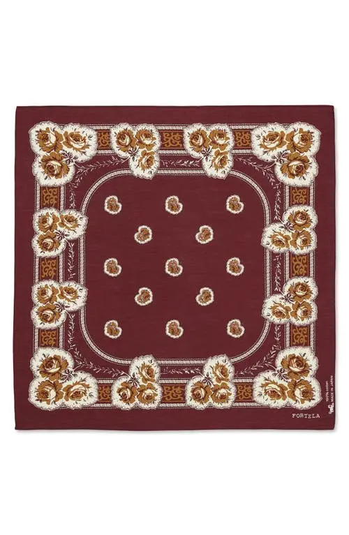 FORTELA Floral Print Cotton Bandana - Burgundy
