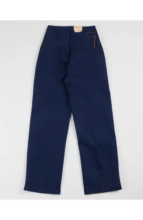 FORTELA Double Pleat Cotton Trousers - Blue