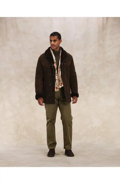 FORTELA Lemans Double Breasted Shearling Jacket - Brown