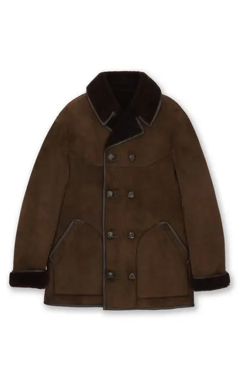 FORTELA Double Breasted Shearling Jacket - Brown